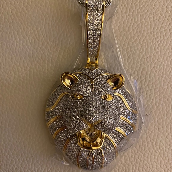 Accessories | Mens Ice Out Lab Diamonds 14k Gold Plated Over 3d Pendant ...